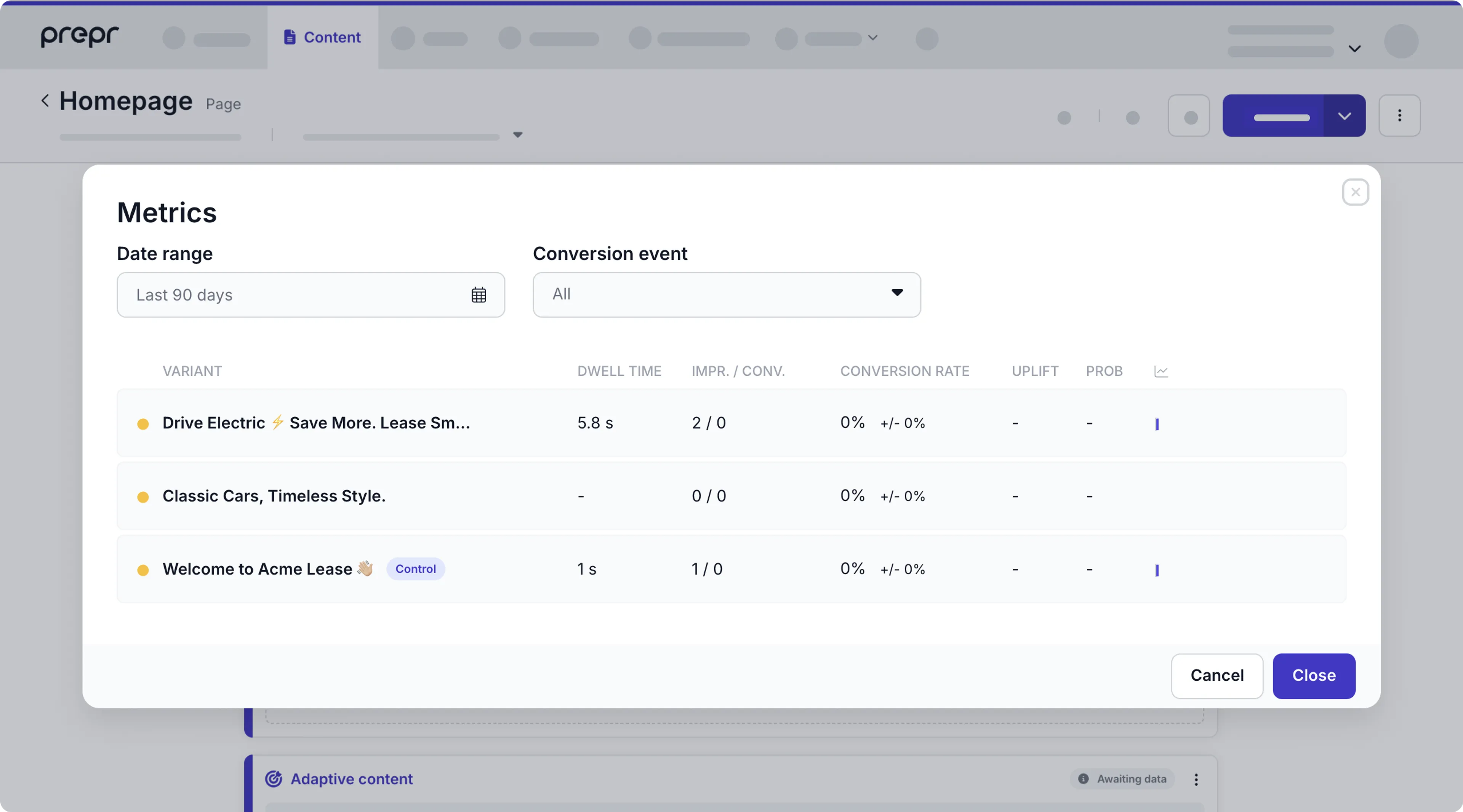 Setting up personalization with adaptive content – Prepr docs