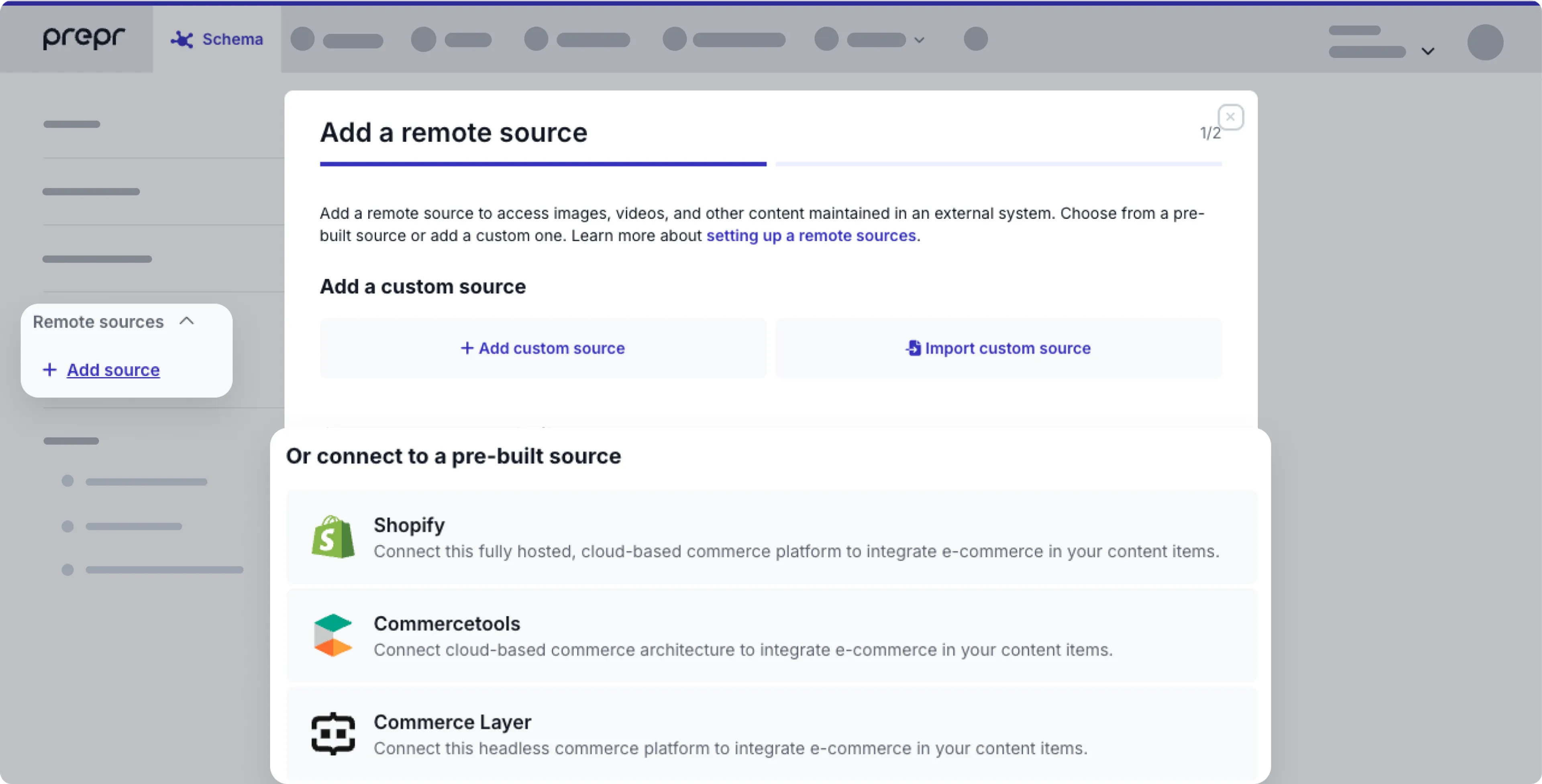Setting up a built-in remote source – Prepr docs