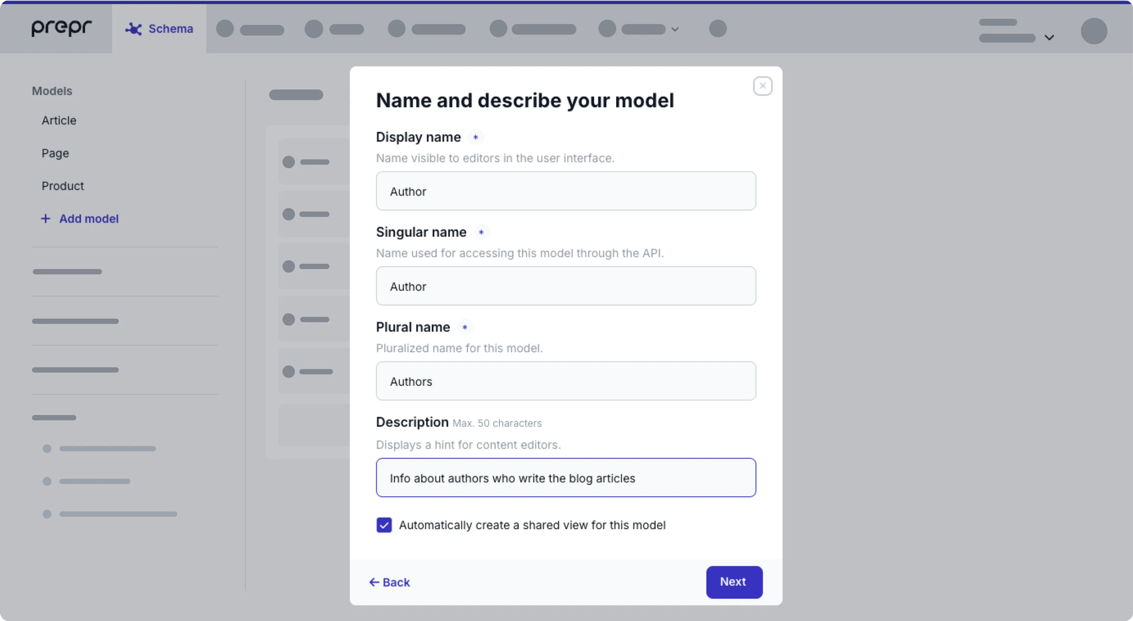 Managing models in Prepr CMS – Prepr docs
