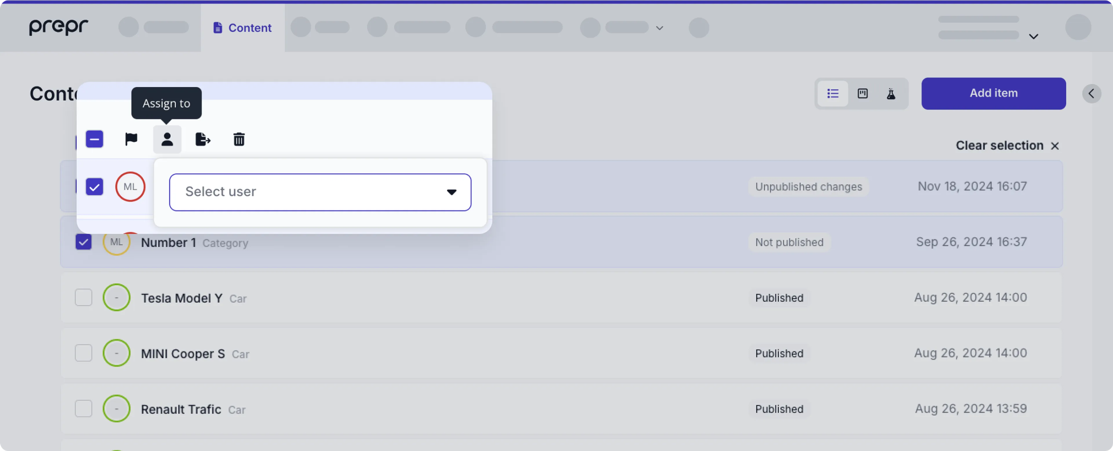 Managing content items – Prepr docs