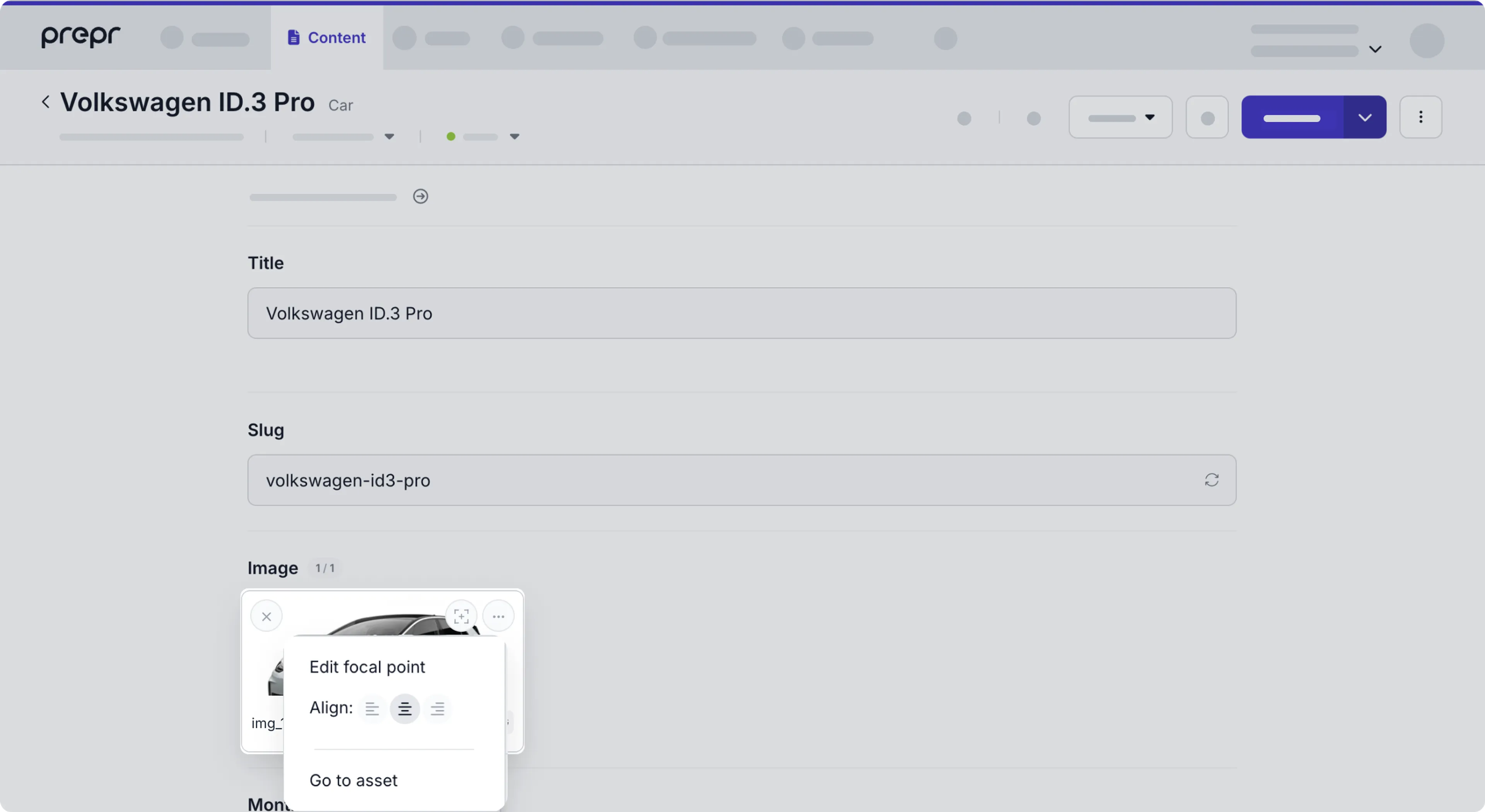 Using assets in content items – Prepr docs